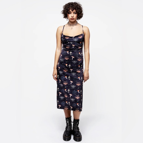 Disturbia | Dresses | Disturbia Medeina Print Cowl Neck Satin Midi Slip ...